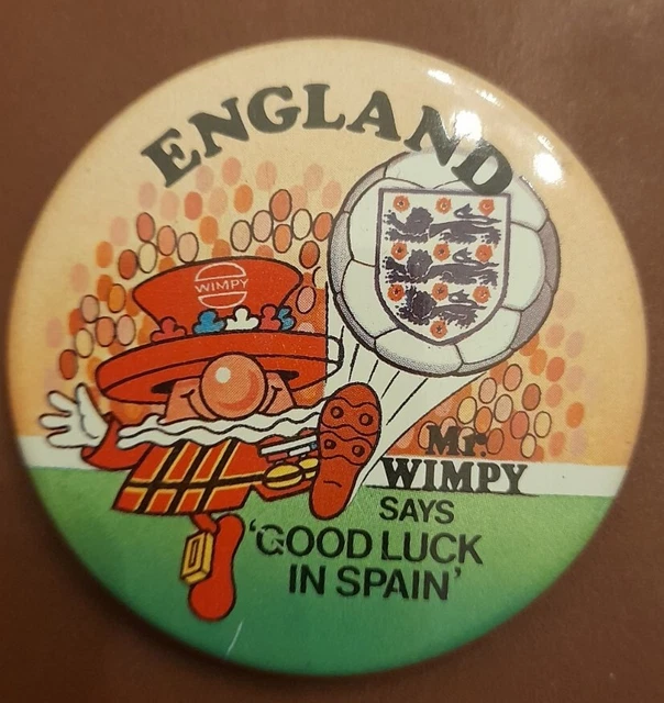1982 WORLD CUP Mr Wimpy "Good Luck In Spain" Pin Button Badges (529 ...