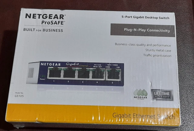 NETGEAR PROSAFE 5 Port Gigabit Desktop Switch - (GS105AU) $30.00 ...
