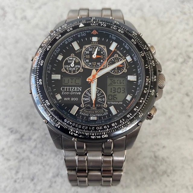 CITIZEN ECO-DRIVE SKYHAWK Radio Multi Function 200m Titanium Quartz ...