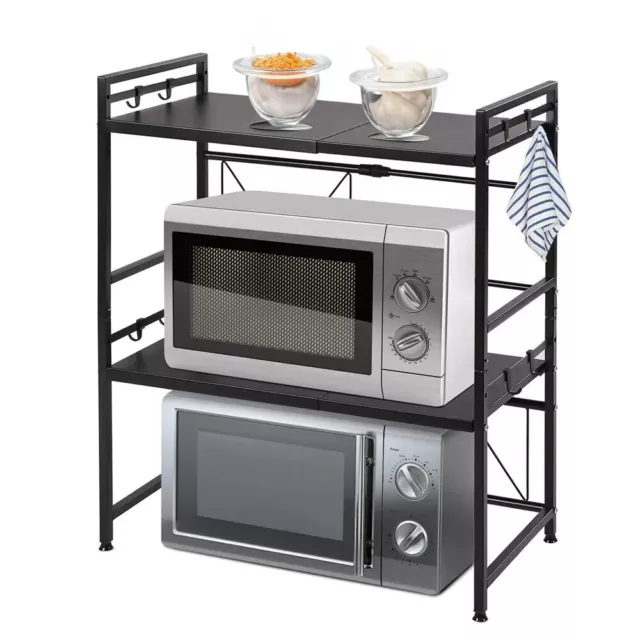3 Tier Expandable Microwave Oven Rack Stand Storage Holder Kitchen