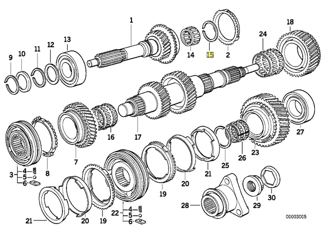 BMW S5D 250G Getrag Type B Input Shaft Circlip Shim 23231228403 New ...