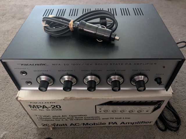 VINTAGE REALISTIC MPA-20 Solid State PA Amplifier Model 32-2020B £27.37 ...