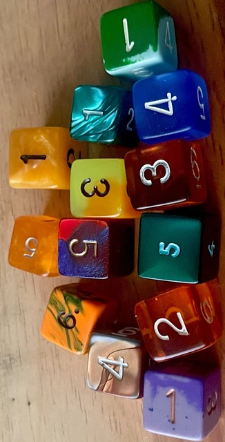 VINTAGE D&D RPG Set of 13 D6 Dice (Crystal Caste, Chessex, Other Mixed ...