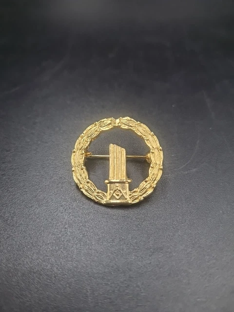 VINTAGE MASONIC MASONS Widows Broken Column Brooch Pin Jewellery Gold ...