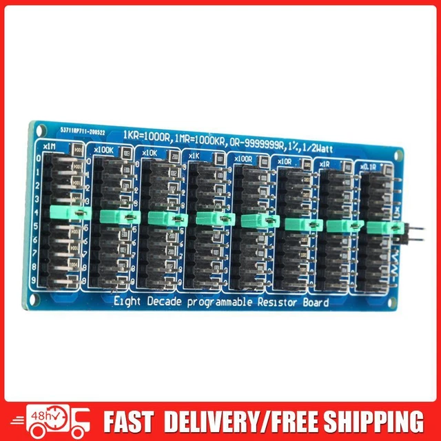8 DECADE RESISTOR Board 1R-9999999R Programmable 0.1R SMD Resistance ...