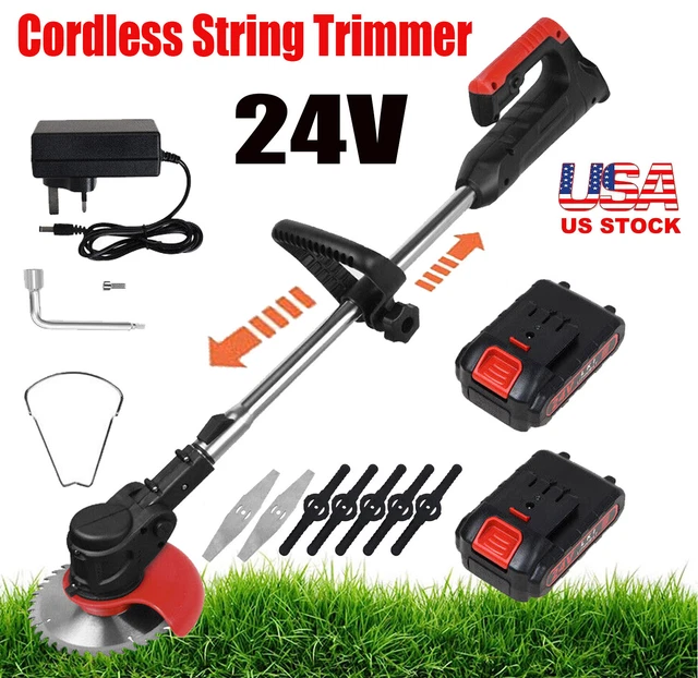 ELECTRIC WEED EATER Lawn Edger Cordless Grass String Trimmer Cutter 24V ...