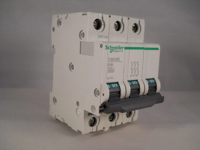 SCHNEIDER MCB 50 Amp Triple Pole 3 Phase Type D 50A C60HD350 Merlin Gerin 25735 £32.95 - PicClick UK
