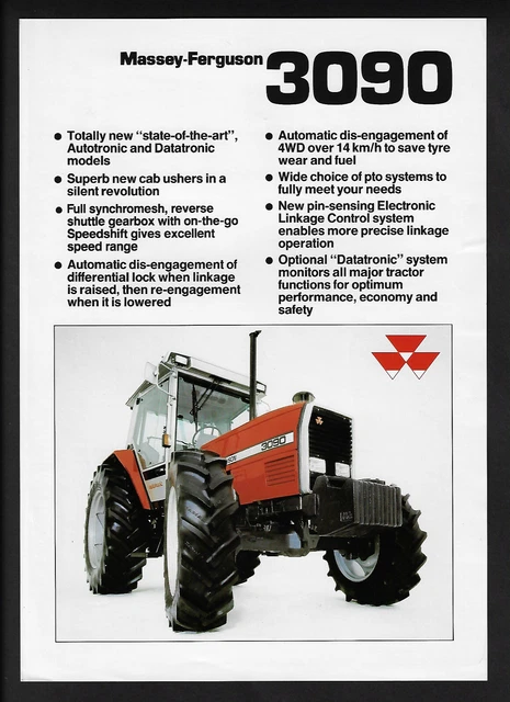 MASSEY FERGUSON MF 3090 2/4Wd Tractors Specifications Brochure $25.00 ...