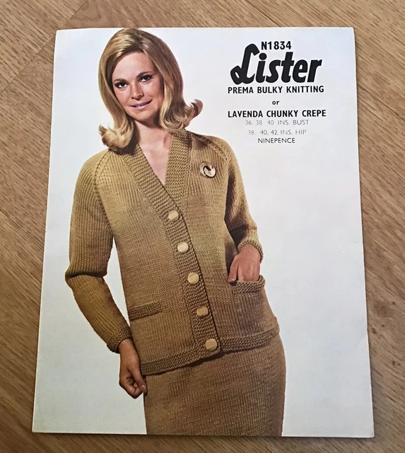 LISTER KNITTING PATTERN N1834 Lady’s Skirt & Jacket Suit 36-40” Bust 38 ...