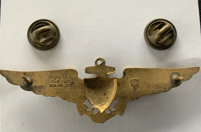 WW2 US NAVY Pilot Aviator Wing USN FULL SIZE 2.75” Pin Back NS Meyer NY USMC $95.00 - PicClick CA