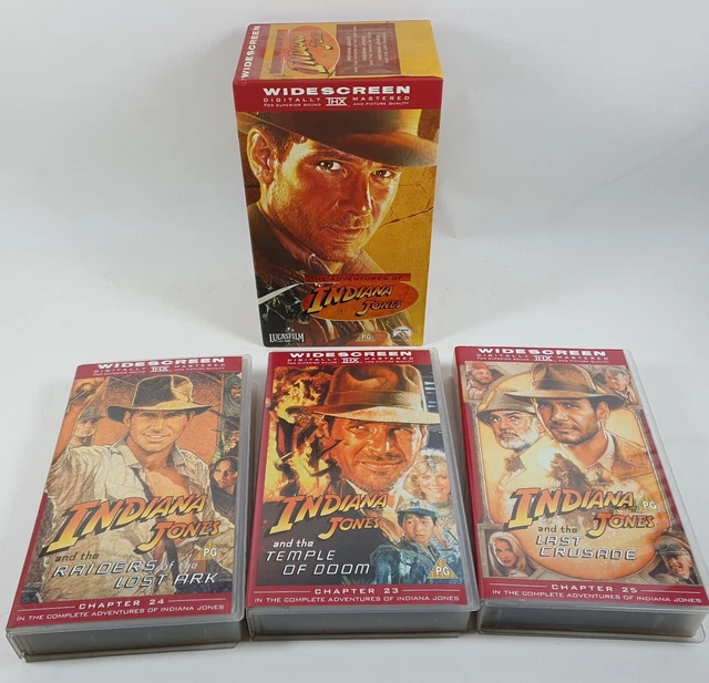 INDIANA JONES TRILOGY Box Set VHS Video Cassette Wide Screen Edition Lucasfilm EUR 17,24 ...