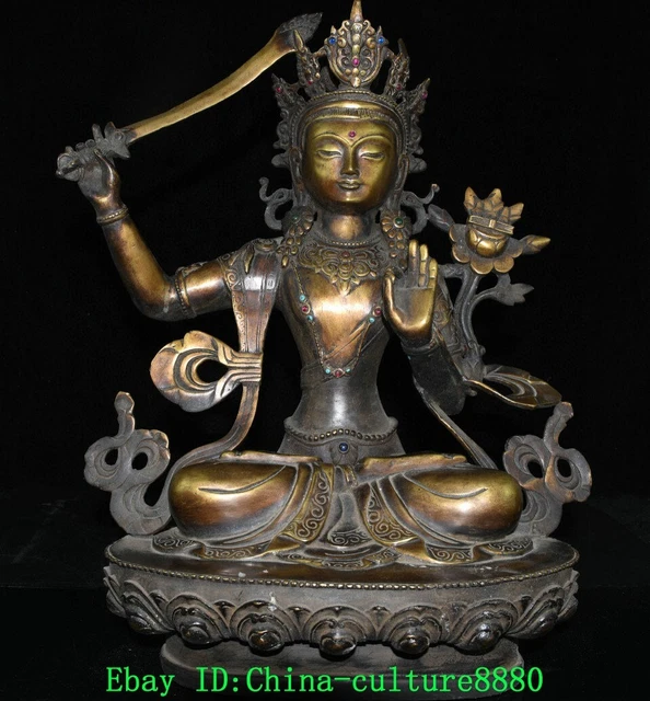 16 &VIEUX BOUDDHA tibétain en cuivre Wenju Wenju tenant une épée EUR 660,00 - PicClick FR