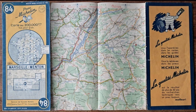 ANCIENNE CARTE - Old Map - MICHELIN n° 84 MARSEILLE-MENTON - 1951.2 WW2 ...