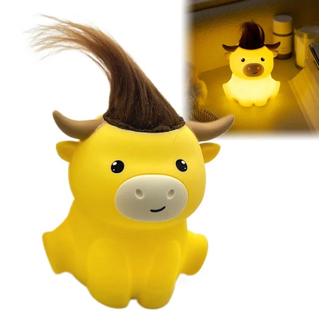CUTE HIGHLAND COW Night Lamp with Soft Silicone Material,USB Charging ...