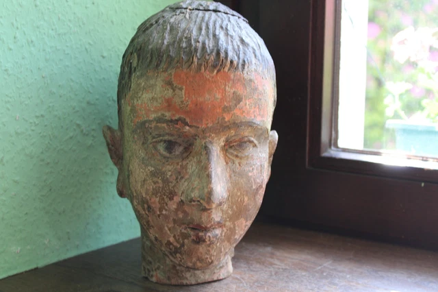 ANTIKE HOLZGESCHNITZTER HEILIGENFIGUR Kopf 18.Jh. Barock EUR 167,00 ...