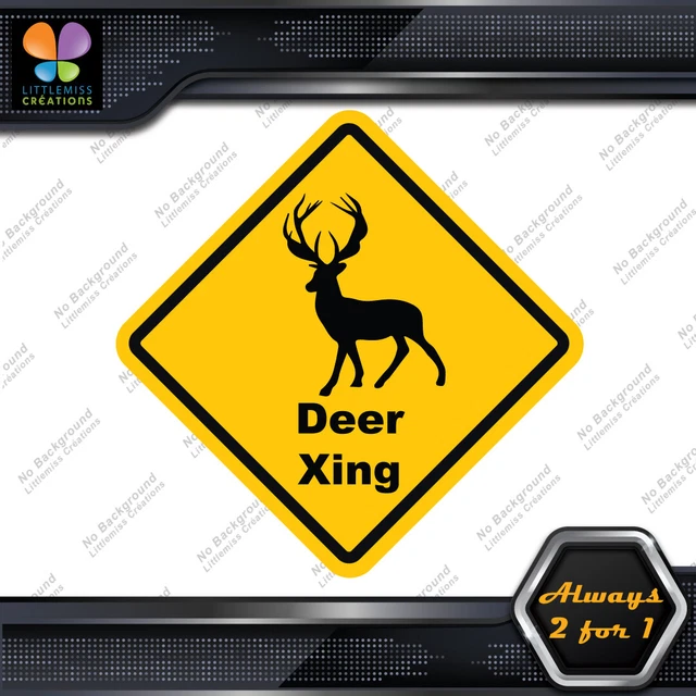 DEER CROSSING XING Warning Safety Sign Double Layered Vinyl Decal ...