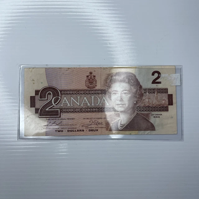 F FOREIGN MONEY Bank Of Canada Deux Two Dollars 1986 BUZ5139529 5 70 f-foreign-money-bank-of-canada-deux-two-dollars-1986-buz5139529-5-70