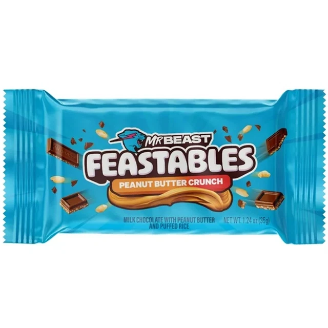 MR BEAST FEASTABLES MrBeast Milk Chocolate Bar - Peanut Butter Crunch ...