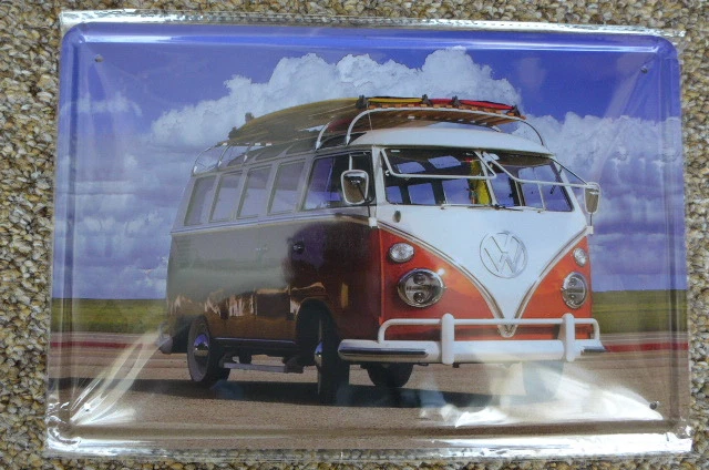 VW CAMPER VAN Tin Metal Sign Painted Poster Club Book Wall Art Office ...