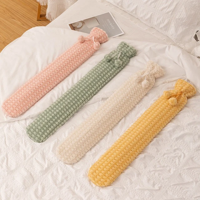 CARTOON CAT SHAPE Long Hot Water Bag With Soft Short Plush For Warmth ...