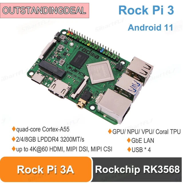 ROCK PI 3A SBC Rockchip RK3568 Board Computer support Coral TPU Android11 ot25 £78.80 - PicClick UK