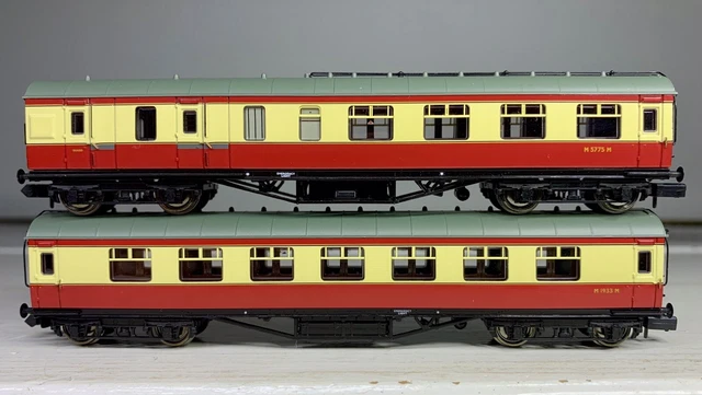 2 X GRAHAM Farish N Gauge Stanier Coaches BR Blood & Custard M1933M ...