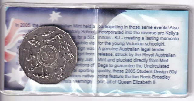 AUSTRALIAN: 2005 50 Cent Secondary School Student Design Unc Coin In ...