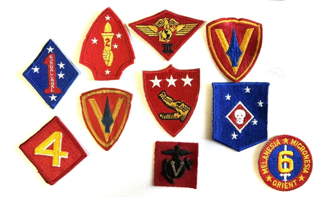 USMC MARINE CORPS WW1 WW2 Patch Lot Division Battalion Wool Cut Edge ...