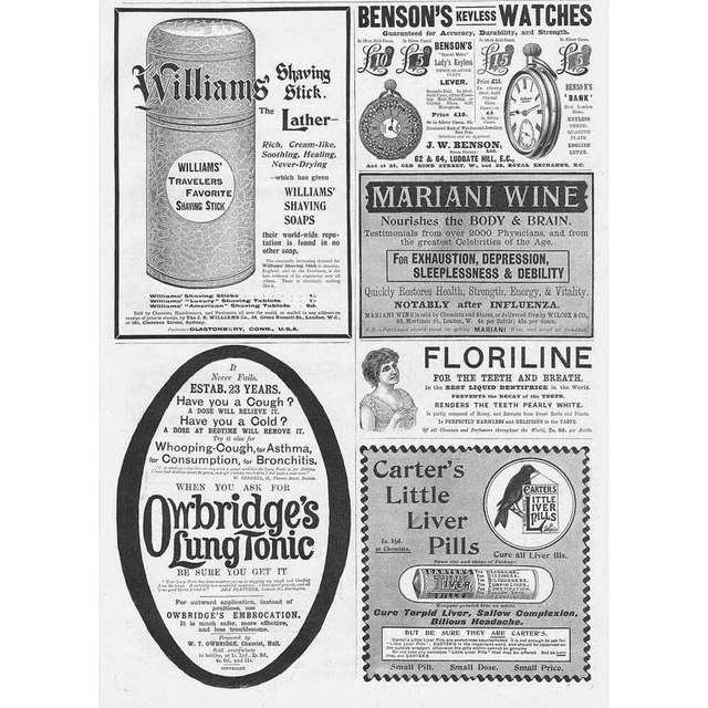 VICTORIAN ADVERTS: SHAVING Sticks, Lung Tonic, Toothpaste - Antique ...