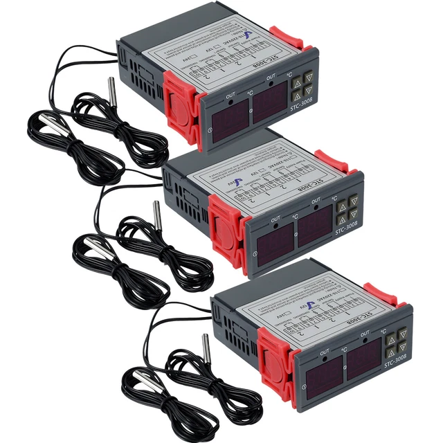 TEMPERATURE CONTROLLER WITH 2 NTC Sensors 12V/24V 110-220V Digital ...