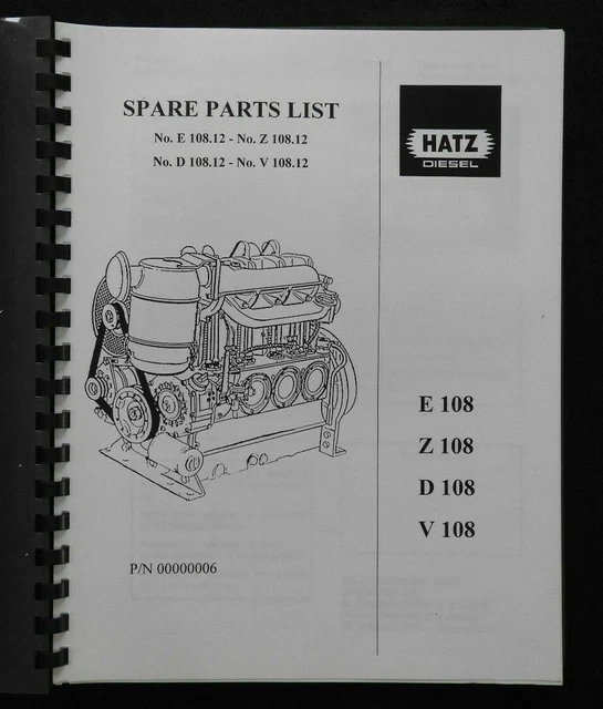ORIGINAL HATZ E D Z V 108 .12 Moteur Diesel Pièces Catalogue Manuel ...