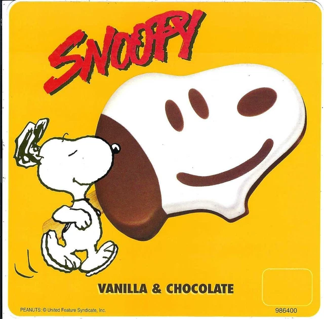 VINTAGE SNOOPY/PEANUTS ICE Cream Sticker-Ice Cream Truck Decal-Vanilla ...