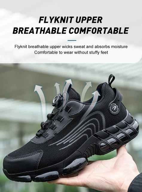 !!ROTARY BUTTON SAFETY Shoes Men Anti-Impact Anti-Piercing Work Sport ...