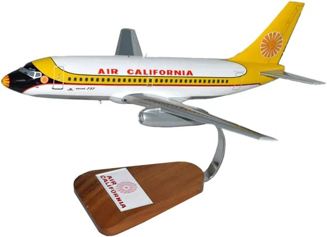 AIR CALIFORNIA BOEING 737-200 Desk Top Display Wood Jet Model 1/72 SC ...