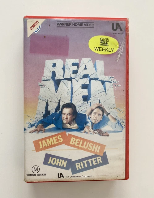 REAL MEN [VHS] Warner Video Big Box Ex-Rental Tape Ritter Belushi ...