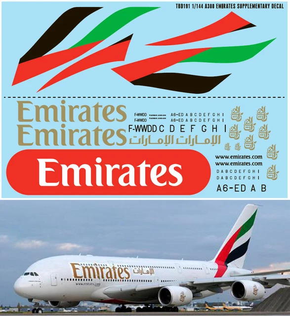1/144 AIRBUS A380 Emirates Airlines Livery Revell Decals Tb Decal ...