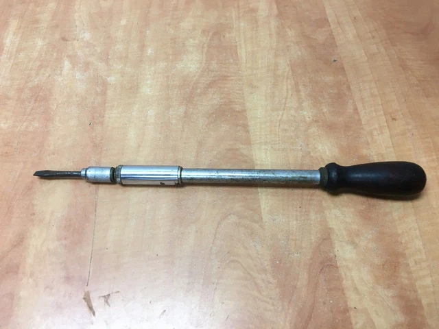 VINTAGE GREENLEE NO. 459 Spiral Ratcheting Screwdriver - Wood Handle ...