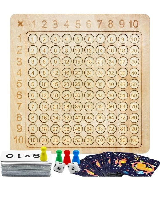 Wooden Math Multiplication Board Game Hundred Boards Montessori