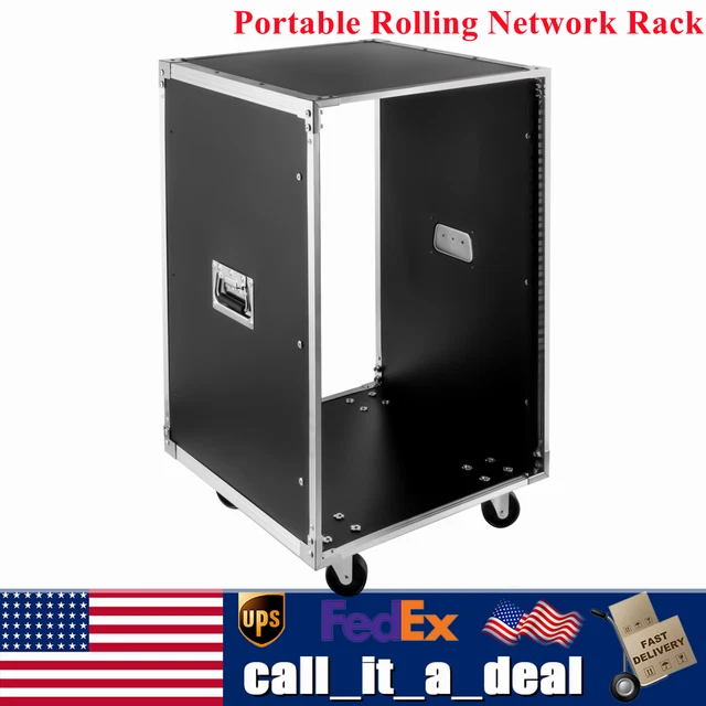 16U CABINET PORTABLE Rolling Network Server Rack w/ Wheels For KTV ...