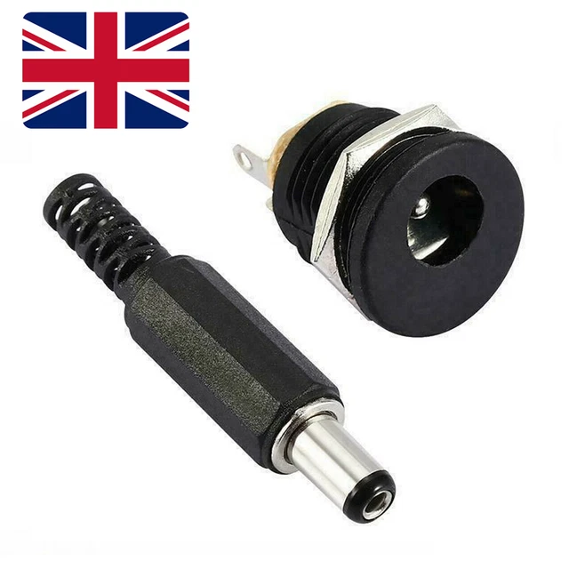ONE PAIR MALE Female Socket Panel Mount Barrel Jack Plug DC 12V Power Connectors £2.45 - PicClick UK