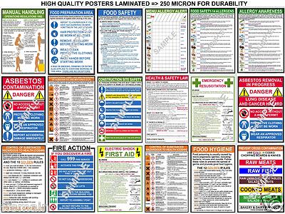 HEALTH SAFETY A3 Posters Electric Shock First Aid Coshh Chips Fire Food ...
