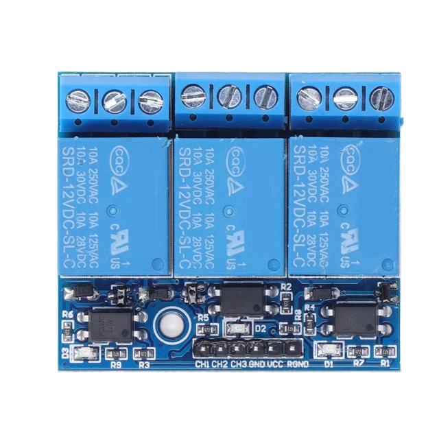 3 CHANNEL RELAY Module High Voltage Relay Board W/ Isolated Optocoupler ...