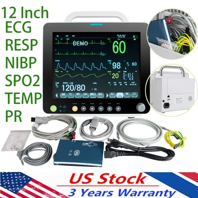 MEDICAL PORTABLE VITAL Signs ICU/CCU Patient Monitor ECG NIBP RESP SPO2 ...