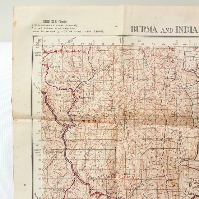 WW2 1944 BURMA MAP 84c BRITISH 14th ARMY MILITARY JUNGLE TRACKS ARAKAN ...