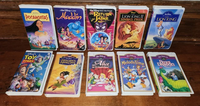 10 DISNEY CLAMSHELL VHS Tapes Tested Pocahontas Aladdin Lion King Toy ...