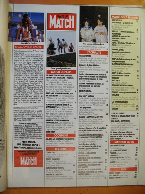 PARIS MATCH N° 2466 du 29/08/1996- Chirac grand-père heureux. Alexandre ...