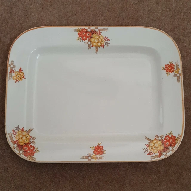 RARE VINTAGE POUNTNEY & Co Ltd Bristol Ceramic Platter Cream/orange art ...