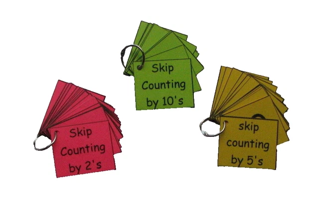 EDUCATIONAL MATH RESOURCE Skip Counting Facts Flash Card Rings 2's, 5's ...