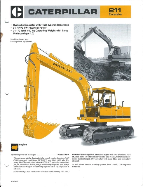 EQUIPMENT BROCHURE - Caterpillar - 211 - Excavator - c1984 (E4867) $18. ...