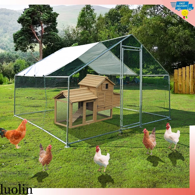 WALK IN CHICKEN Run, Galvanized Chicken Coop Outdoor Hen House Poultry ...